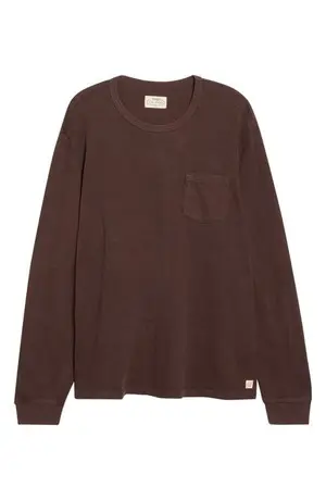 Marine Layer Luxe Slub Organic Cotton Long Sleeve Pocket T-shirt - Java