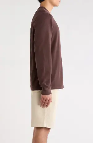 Marine Layer Luxe Slub Organic Cotton Long Sleeve Pocket T-shirt - Java