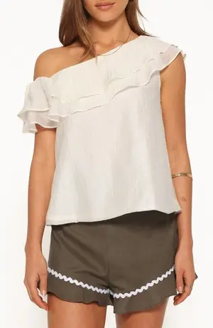 PETAL & PUP Veana One Shoulder Top - Cream