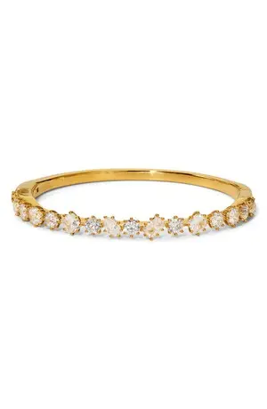 Nadri Celine Mixed Cut Cubic Zirconia Hinge Bangle - Gold
