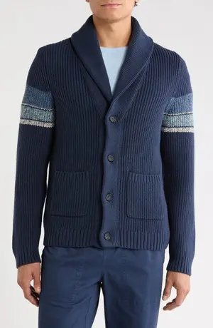 Marine Layer Varsity Shawl Collar Cotton Blend Cardigan