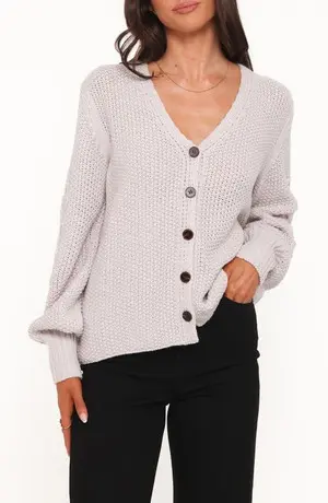 PETAL & PUP Arcadia Floral Cardigan - Light Grey