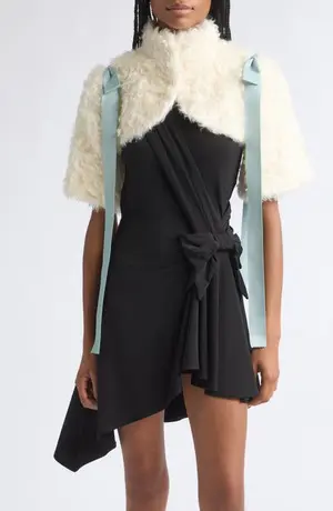 Sandy Liang Mohair Blend Bolero Jacket - Cream