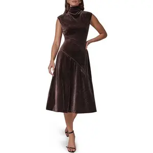 Donna Karan New York Metallic Plissè Midi Dress - Espresso