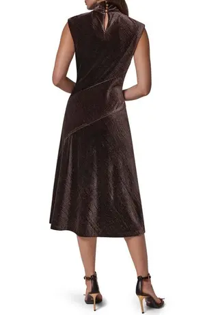 Donna Karan New York Metallic Plissè Midi Dress