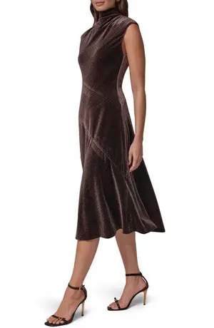 Donna Karan New York Metallic Plissè Midi Dress