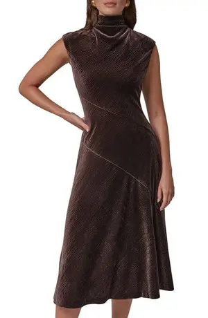Donna Karan New York Metallic Plissè Midi Dress