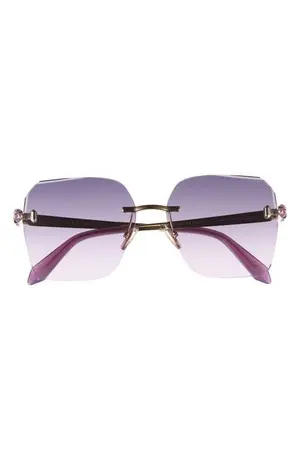 BVLGARI Serpenti Forever Rimless Square Sunglasses Gold/violet