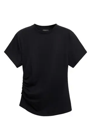 Mango Gathered Cotton T-shirt - Black