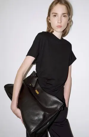 Mango Gathered Cotton T-shirt - Black