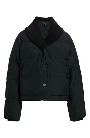 Rag & Bone Angie Faux Shearling Trim Puffer Jacket - Black