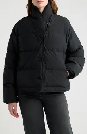 Rag & Bone Angie Faux Shearling Trim Puffer Jacket - Black