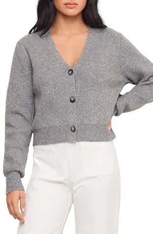 Fifteen Twenty Nae Sequin Crop Cardigan - Steel