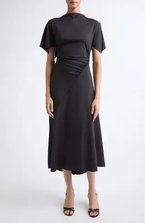 Victoria Beckham Blousey Midi Dress - Black