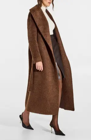Sentaler Suri Alpaca Blend Shawl Collar Wrap Coat