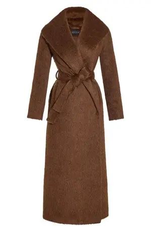 Sentaler Suri Alpaca Blend Shawl Collar Wrap Coat