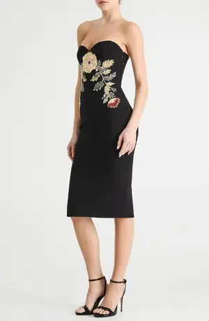 HELSI Sloane Floral Appliqué Strapless Cocktail Dress
