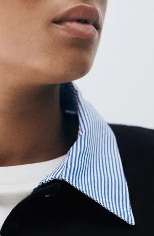 Mango Stripe Collar Polo Sweater