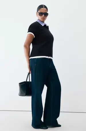 Mango Stripe Collar Polo Sweater