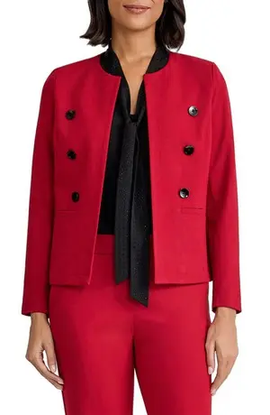KASPER Faux Double Breasted Jacket - Fire Red