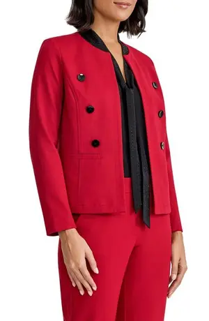 KASPER Faux Double Breasted Jacket - Fire Red