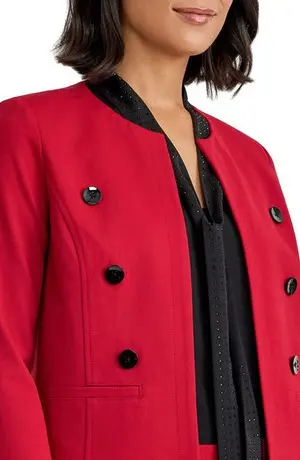 KASPER Faux Double Breasted Jacket - Fire Red