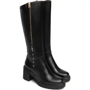NEROGIARDINI Knee High Block Heel Boot - Black