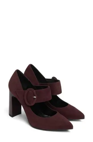 NEROGIARDINI Leather Pointed Toe Mary Jane Pump Bordeaux