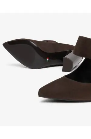 NEROGIARDINI Leather Pointed Toe Mary Jane Pump - Chocolate