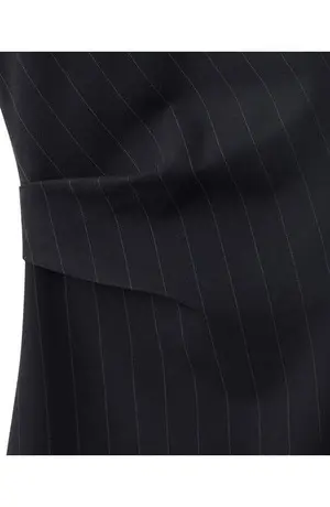 Mango Pinstripe Draped Sleeveless Minidress