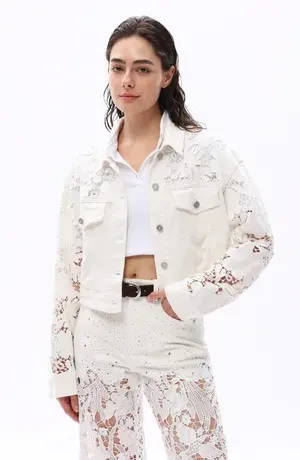 BAYEAS Lace Detail Crop Jacket