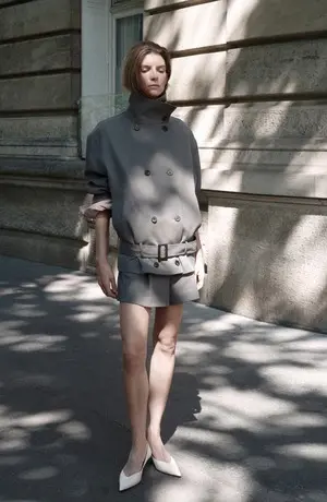 Mango Funnel Neck Trench Coat With Belt