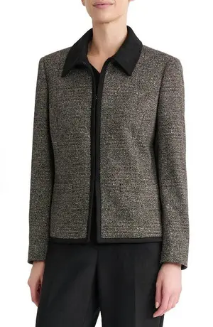 KASPER Combo Binding Point Collar Jacket - Black Multi