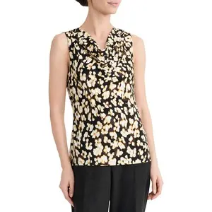 KASPER Drape Front Sleeveless Top - Rich Chocolate Multi