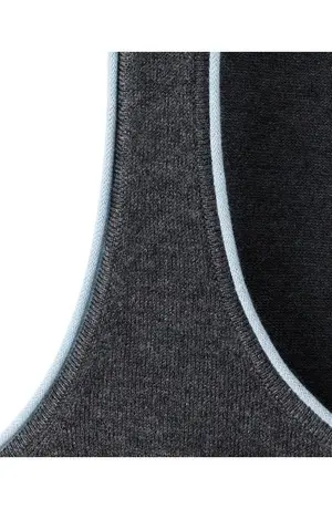 Mango Contrast Piping Knit Top - Grey