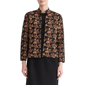 KASPER Kissing Front Jacquard Cardigan - Black/dark Camel