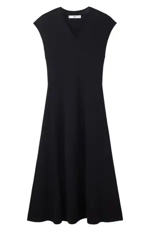 Mango V-neck Knit Midi Dress - Black
