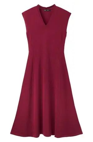 Mango V-neck Knit Midi Dress Strawberry