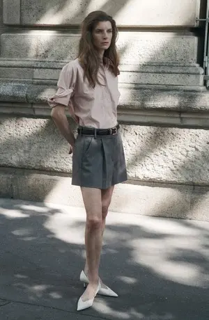 Mango Pleated Straight Leg Shorts