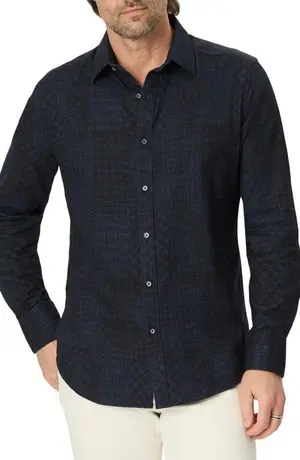 Robert Graham Lawrence Patchwork Print Cotton Herringbone Button-up Shirt - Navy