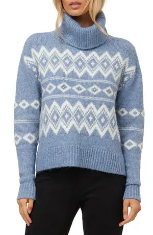 Fifteen Twenty Esther Jacquard Turtleneck Sweater Chambray