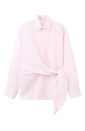 Mango Bow Detail Pinstripe Shirt