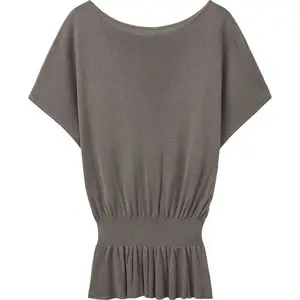 Mango Ruched Fine Knit Sweater - Medium Brown