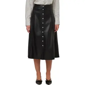 Fifteen Twenty Esmeralda Faux Leather Midi Skirt - Black