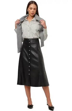 Fifteen Twenty Esmeralda Faux Leather Midi Skirt