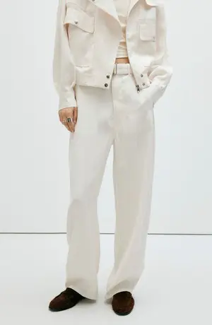 Mango Belted Straight Leg Pants