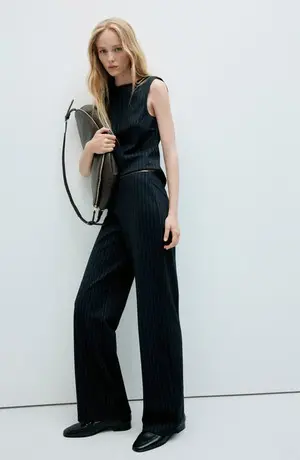 Mango Pinstripe Straight Leg Pants