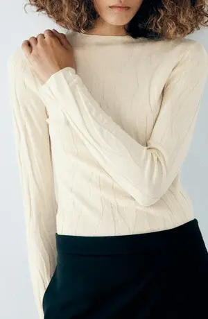 Mango Fitted Mock Neck Sweater - Ecru