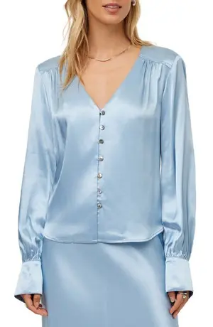Fifteen Twenty Jackie Shirred Satin Top - Glacier