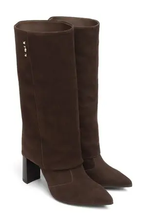 NEROGIARDINI Pointed Toe Cuff Leather Boot - Chocolate